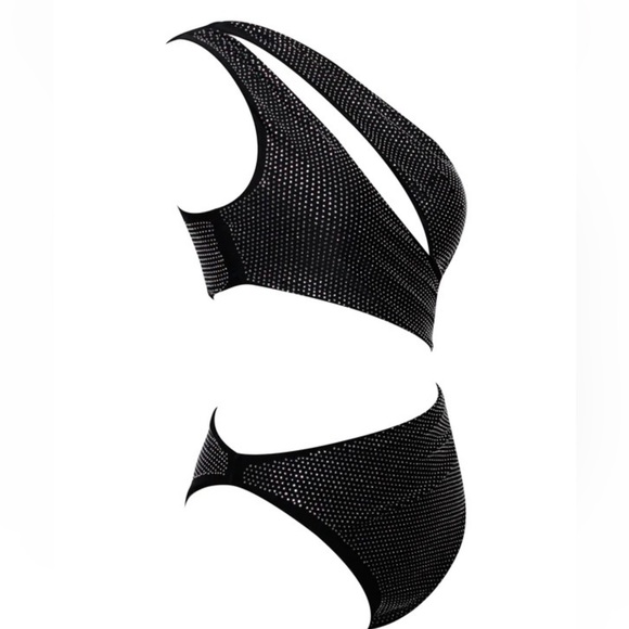 Miss Circle | Swim | Vienne Black And Silver Crystal Cutout One Piece ...